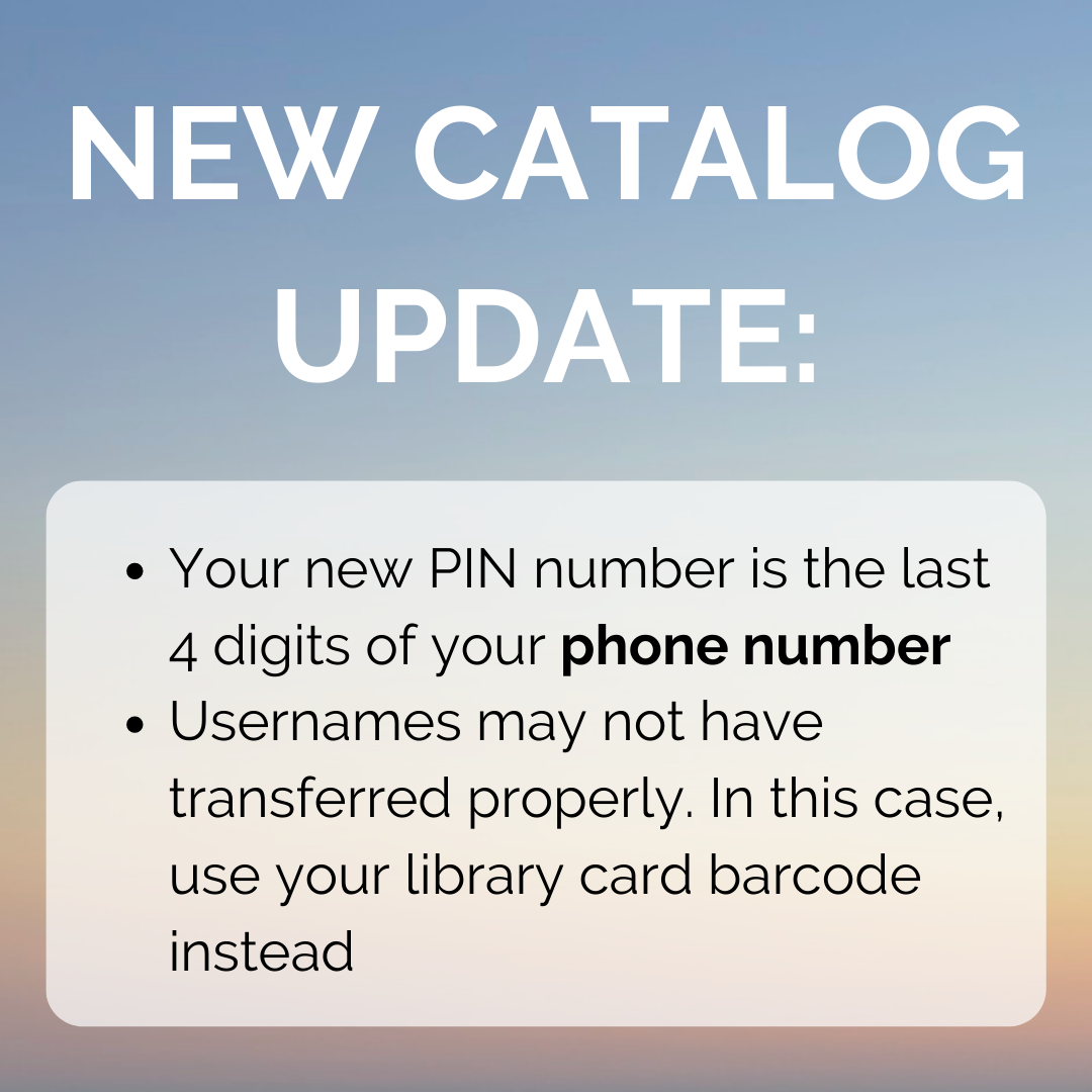 New Catalog Live TODAY 2/27/2023 - Brooks Free Library